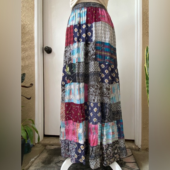 Vintage | Skirts | Vintage 9s Patchwork Broomstick Maxi Skirt | Poshmark